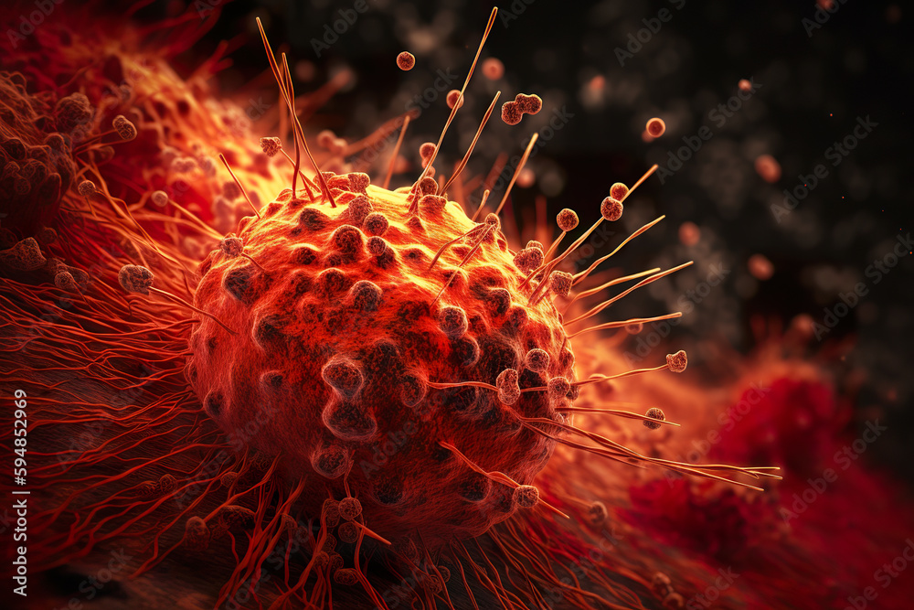 Good cells covered by cancer cells in light orange style. Tumor ...