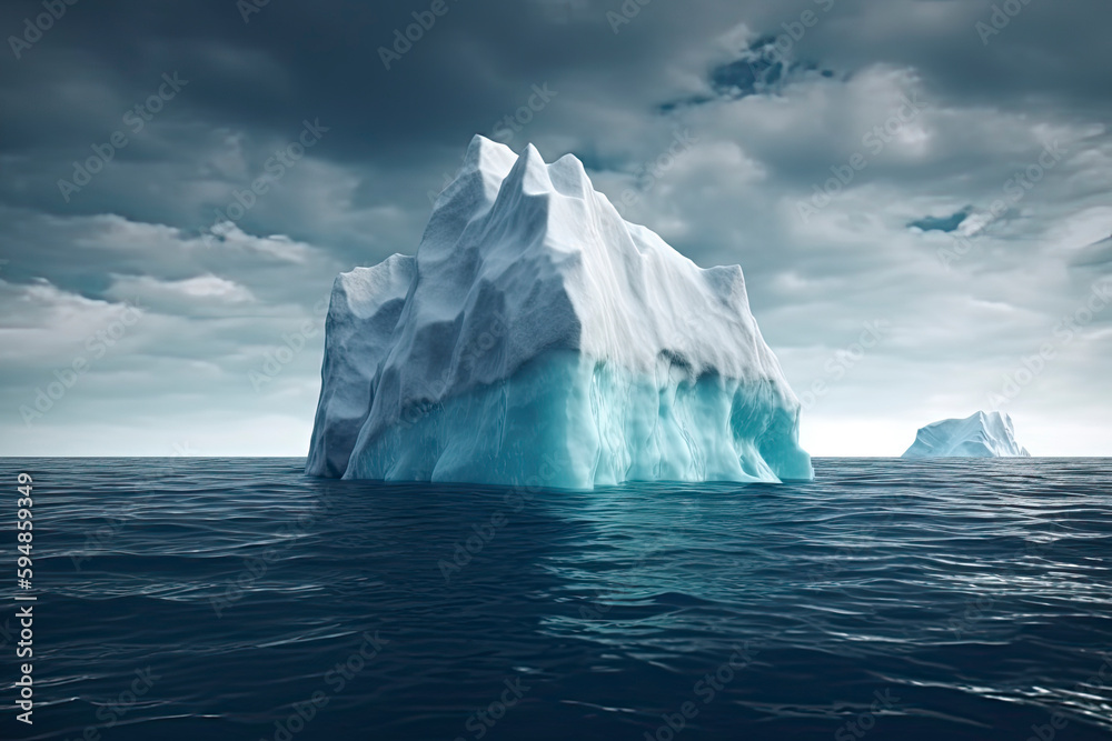 Iceberg - Hidden Danger And Global Warming Concept Stock Illustration ...