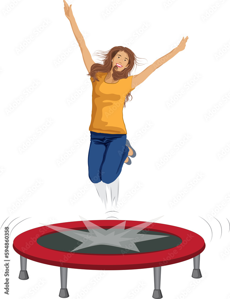 Girl jumping on the Trampoline, Newton's Third Law states that for ...