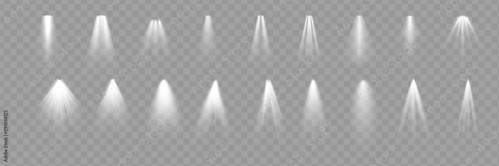 Light effect set. Glow isolated white transparent light effect set ...