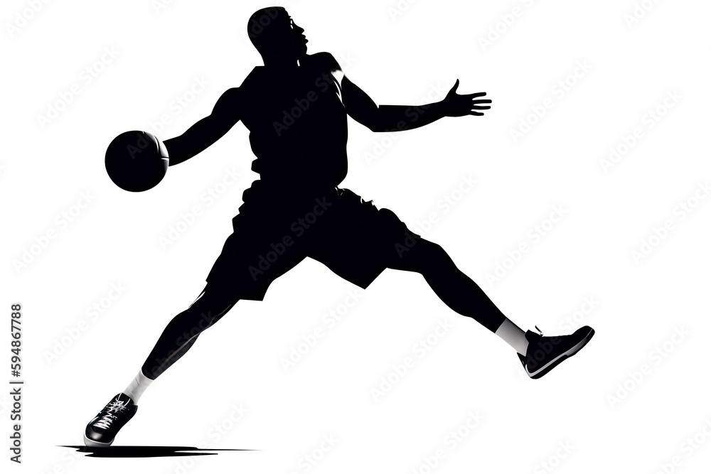 Realistic silhouette of a basketball player man in action isolated ...