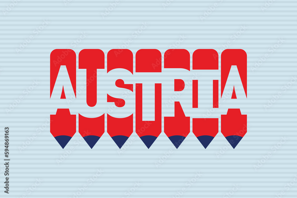 Vetor de Austria text with Pen symbol creative ideas design. Austria ...