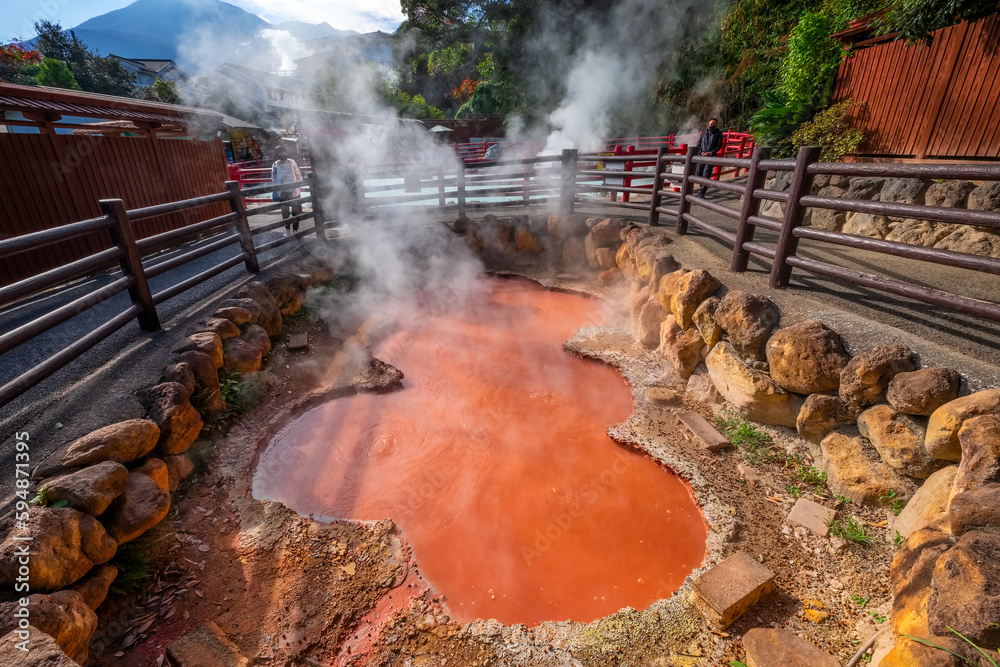 Beppu, Japan - Nov 25 2022: Kamado Jigoku hot spring in Beppu, Oita ...
