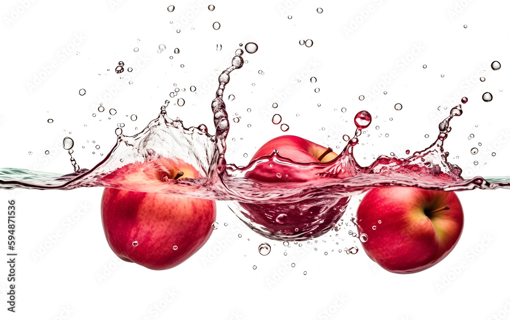 Fresh Apples fruit in splash of water isolated on white background ...