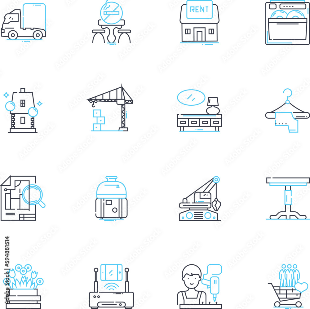 Hospitality linear icons set. Service, Experience, Comfort, Reception ...
