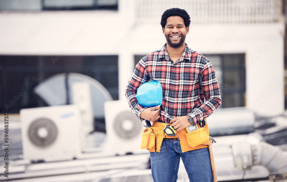 Foto de Construction worker, portrait and man engineer on a building ...