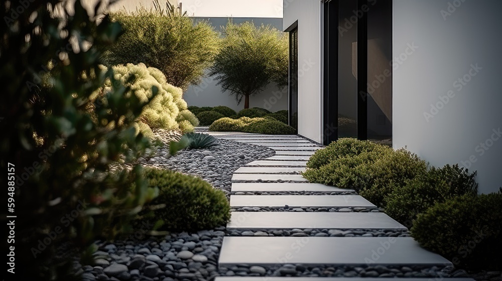 Minimalistic Home Pathway Concept 1. Generative AI Stock Illustration ...