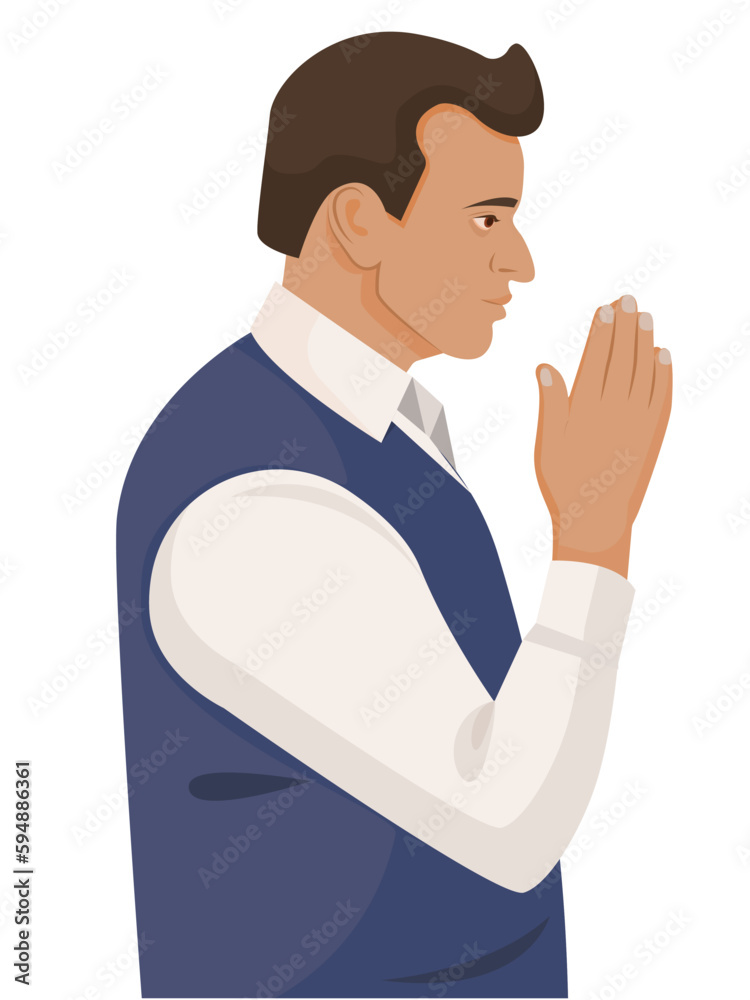 Indian man showing Namaskar, an Indian politician Stock Vector | Adobe Stock