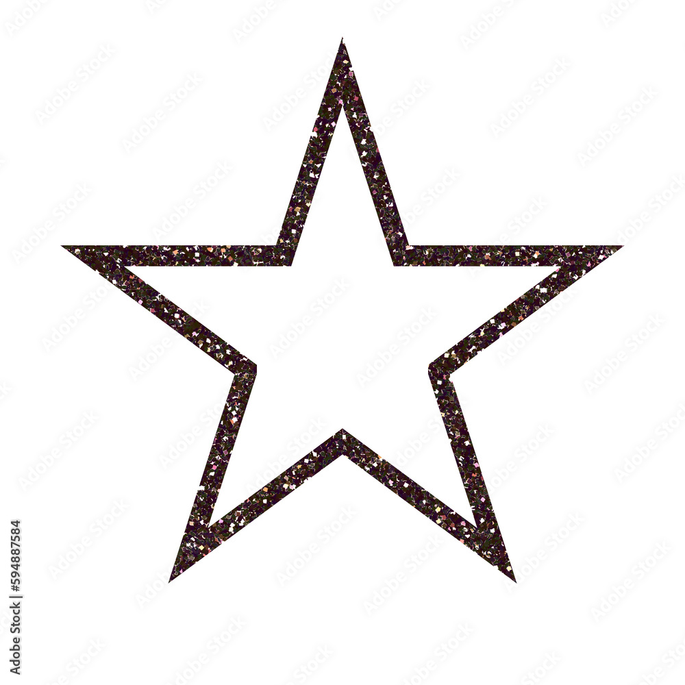 Black star glitter on transparent background.Star line Stock ...