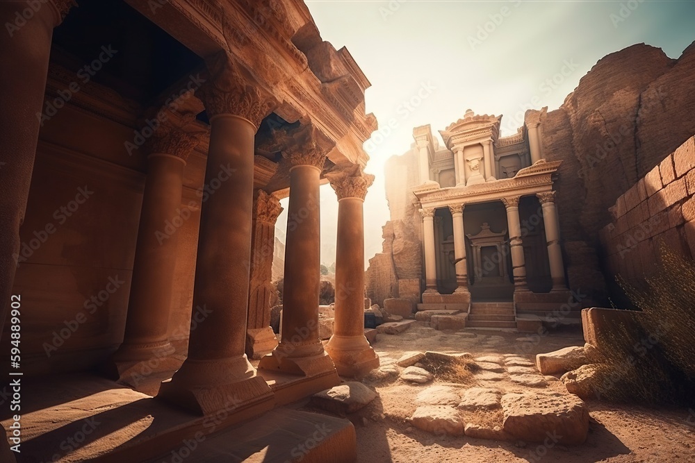 A Stone Building With Pillars And Pillars In The Middle Of It Ancient ...