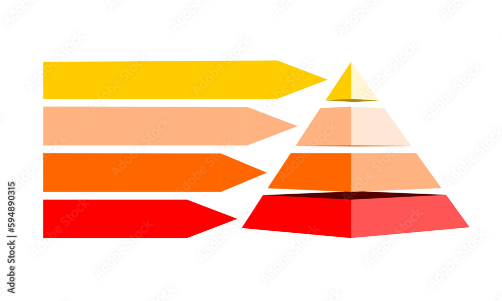 Infographic illustration of yellow and red triangles divided and cut ...