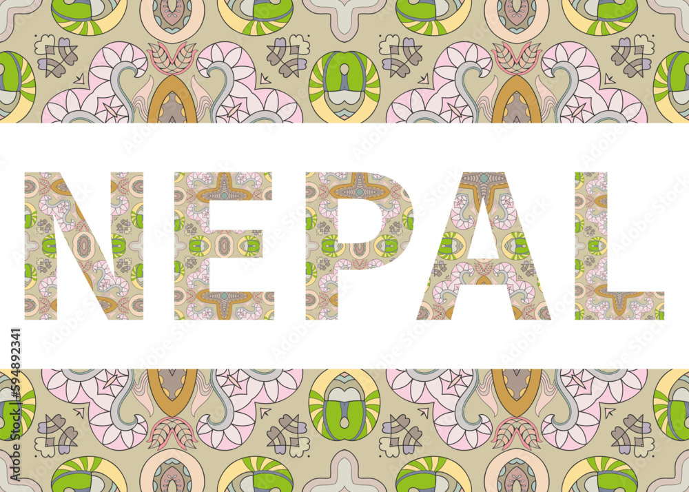 Nepal sign letters with tribal ethnic ornament. Decorative letters and ...