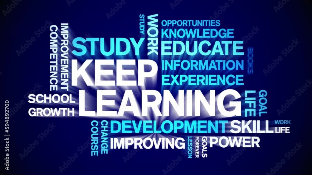 Keep Learning animated tag word cloud;text design animation kinetic ...