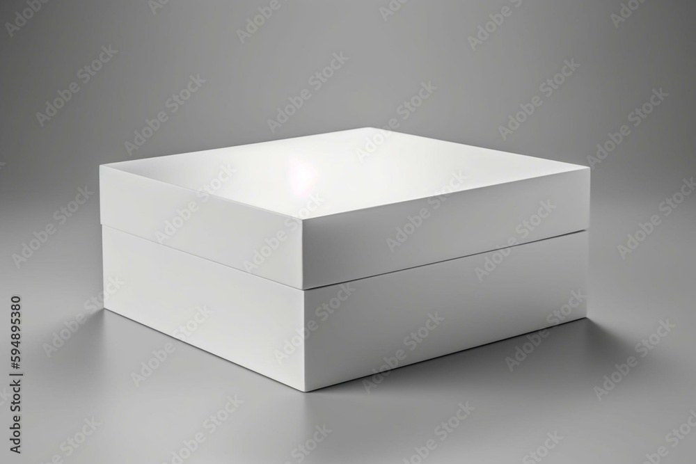 Blank white box packaging mockup isolated on grey background, Template for your design. 3d ...