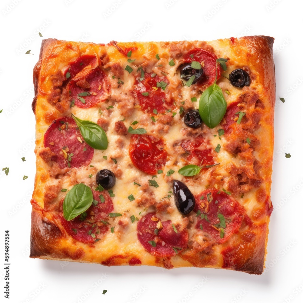Sicilian pizza Top View Isolated on White. Generative AI Stock ...