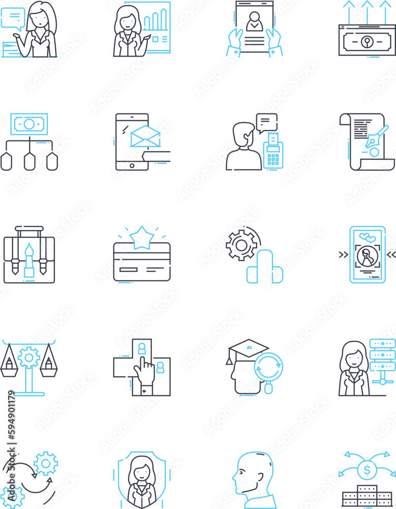 Technical expertise linear icons set. Programming, Nerking, Debugging ... Technical expertise linear icons set. Programming, Nerking, Debugging ...