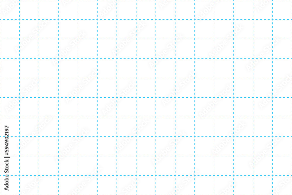 Blue dash line graph paper, grid seamless pattern background for school ...