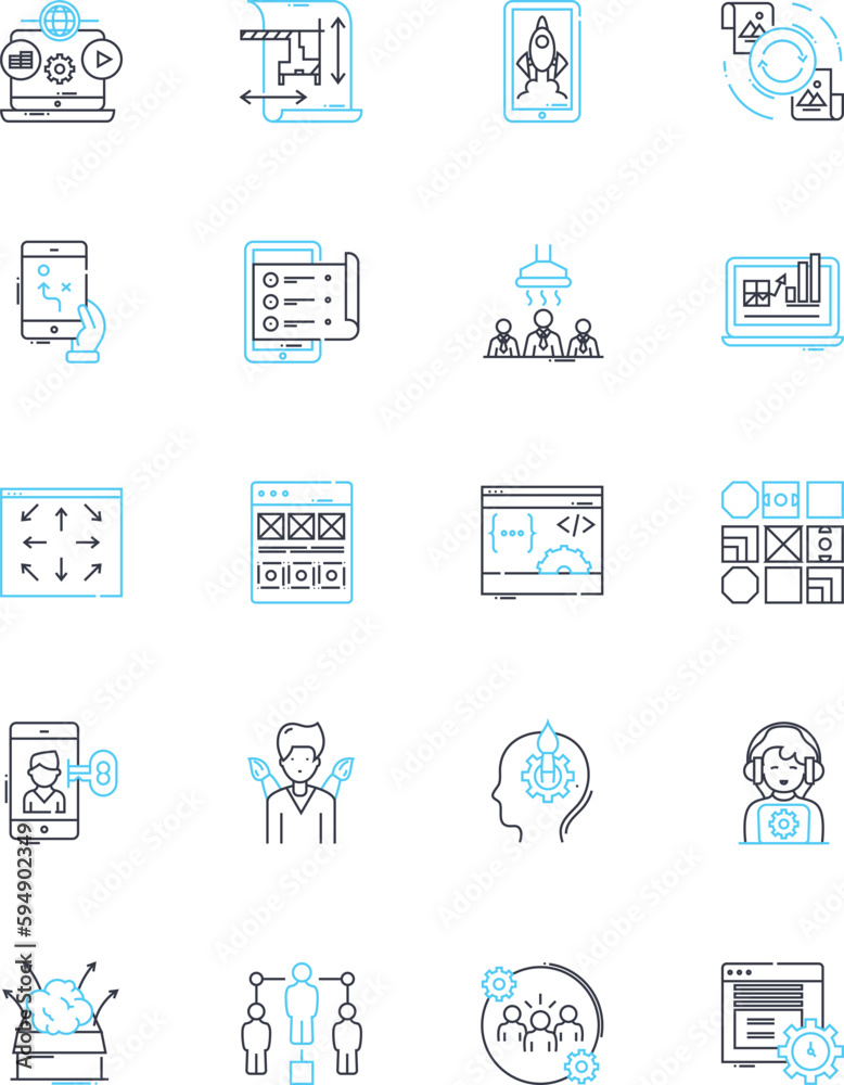 Expansion linear icons set. Growth, Enlargement, Increase, Extension ...