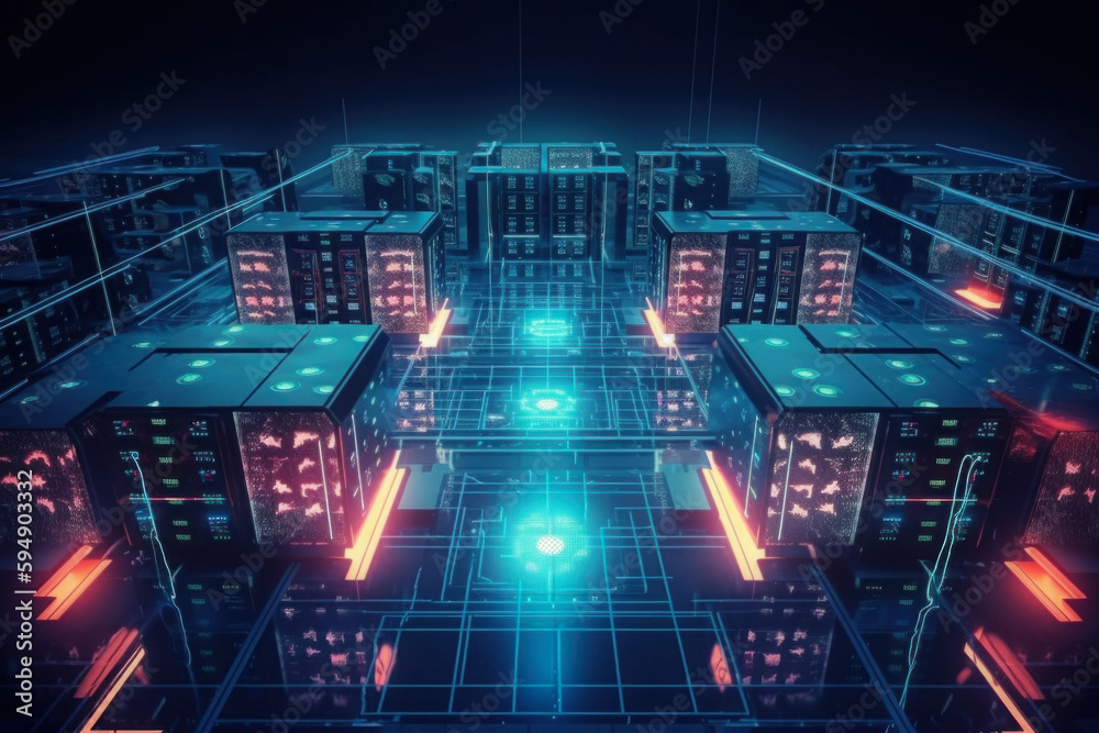 Create a futuristic design with Data Center Cyber Neon clipart. Ideal ...