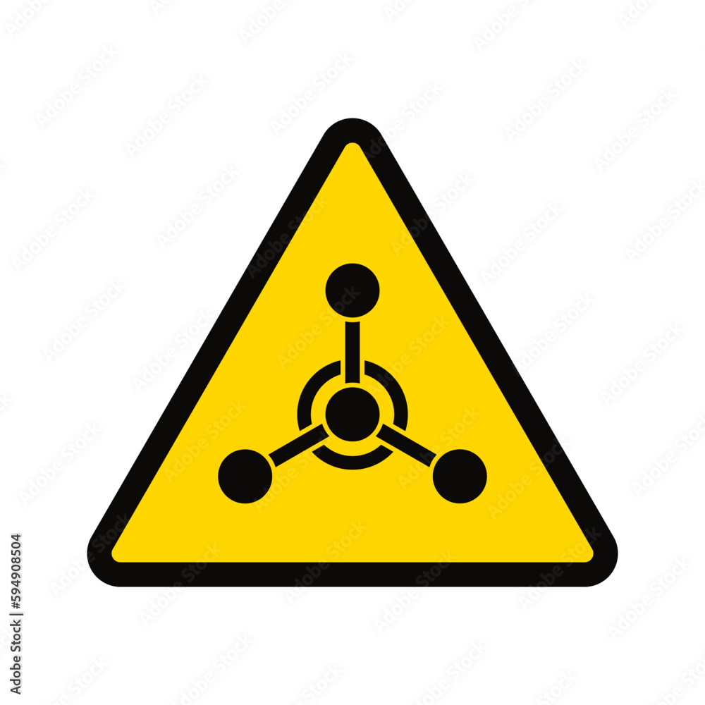 Yellow warning hazard symbol - chemical hazard sign, yellow triangle ...