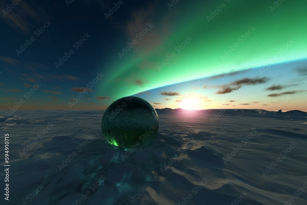 HDRI - Ice terrain with Aurora Borealis on the sky 05. Generative AI ...