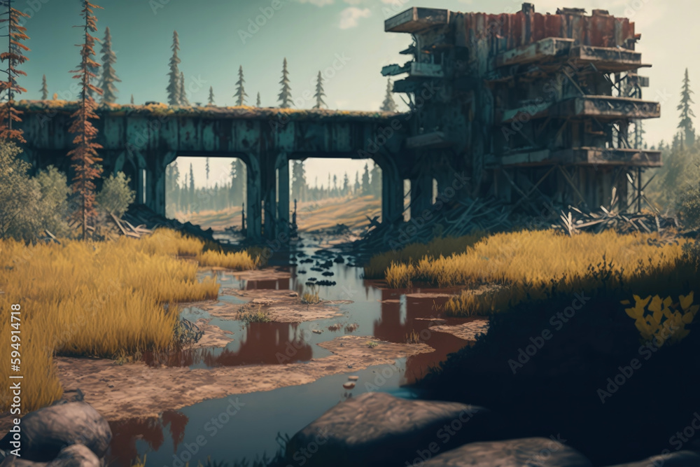 Post-apocalypse: The End of the World. The terribly ruined landscape ...
