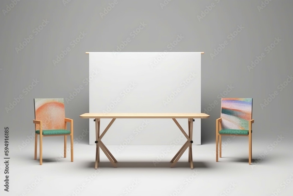 Exhibition Wall Banner Cloth Displays with two pull up banners, a table ...