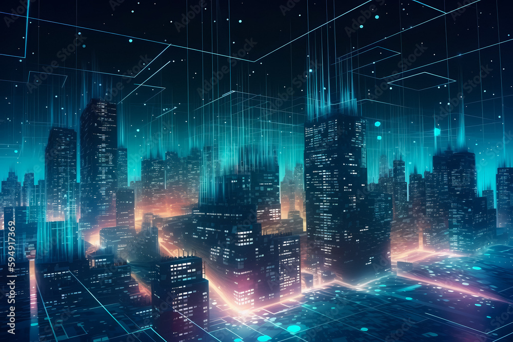 Experience the future of networking with Metaverse City Data clipart ...
