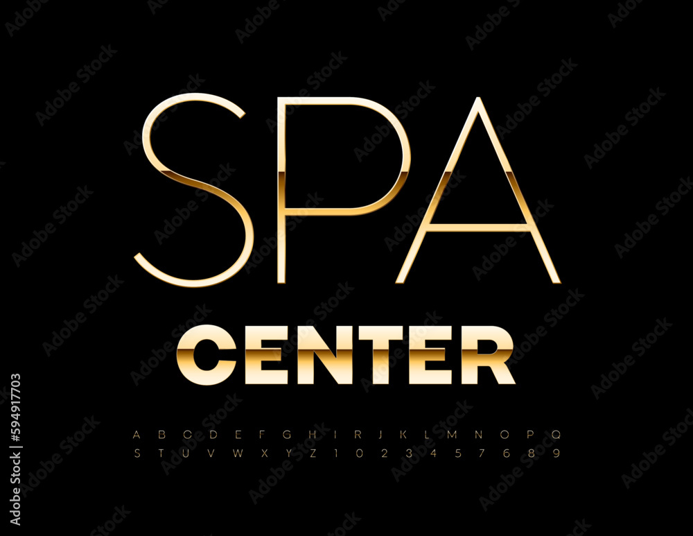 Vector luxury logo Spa Center. Slim golden Font. Modern Chic Alphabet ...