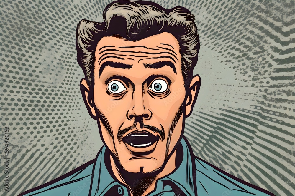 Man with shocked facial expression. Surprised Man in comic style. Man ...