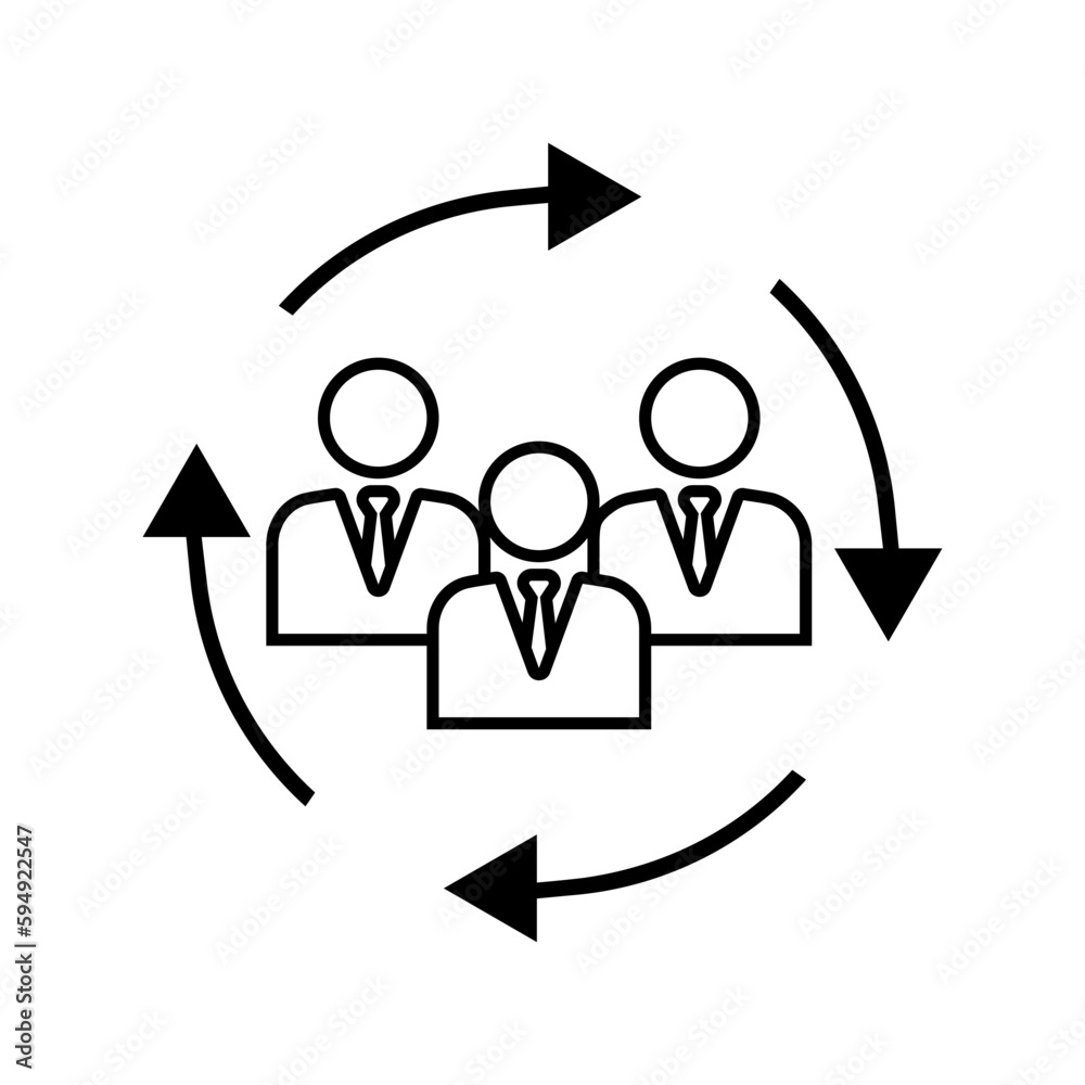 Personnel change line vector icon. People round cycle sign illustration ...