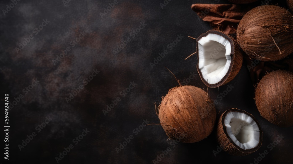 Delectable Coconut on a Background with Ample Space for Copy ...