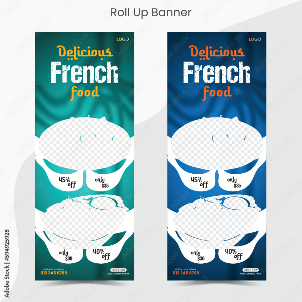 Fast food roll up banner restaurant menu template Design brochure ...