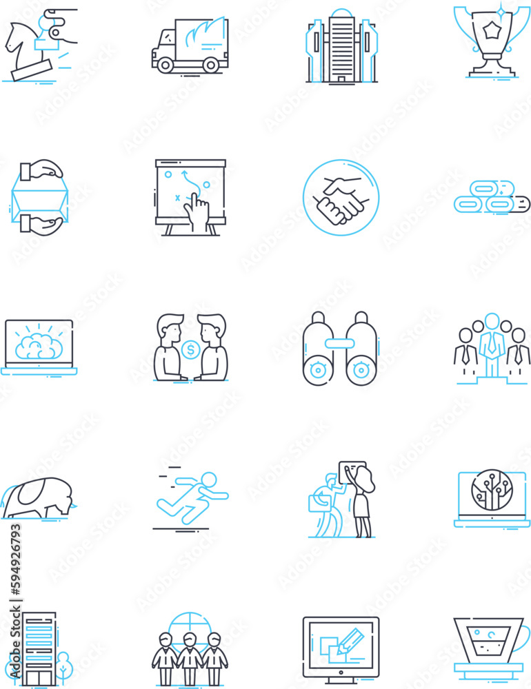 Innovative venture linear icons set. Disruptive, Game-changing, Piering ...