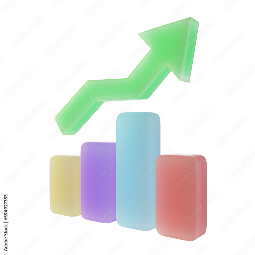 3d icon render of bar chart on transparent background Stock ...
