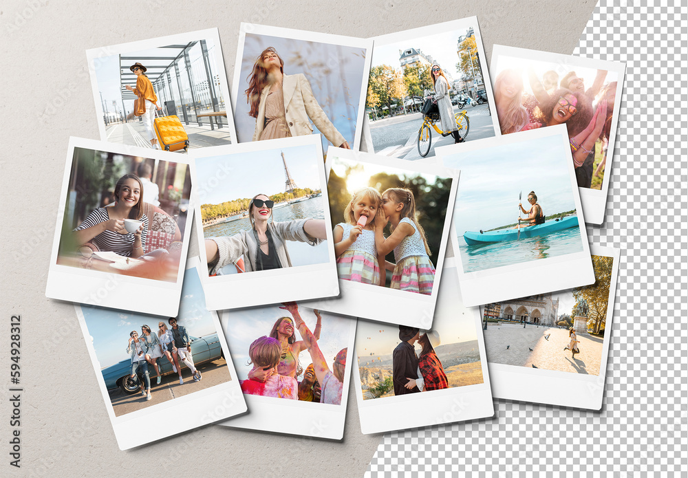 Movable Instant Photo Collage Mockup Stock Template | Adobe Stock