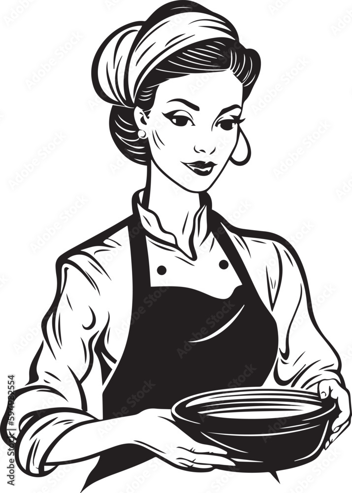 Woman chef, woman cooking Vector Illustration, SVG Stock Vector | Adobe ...