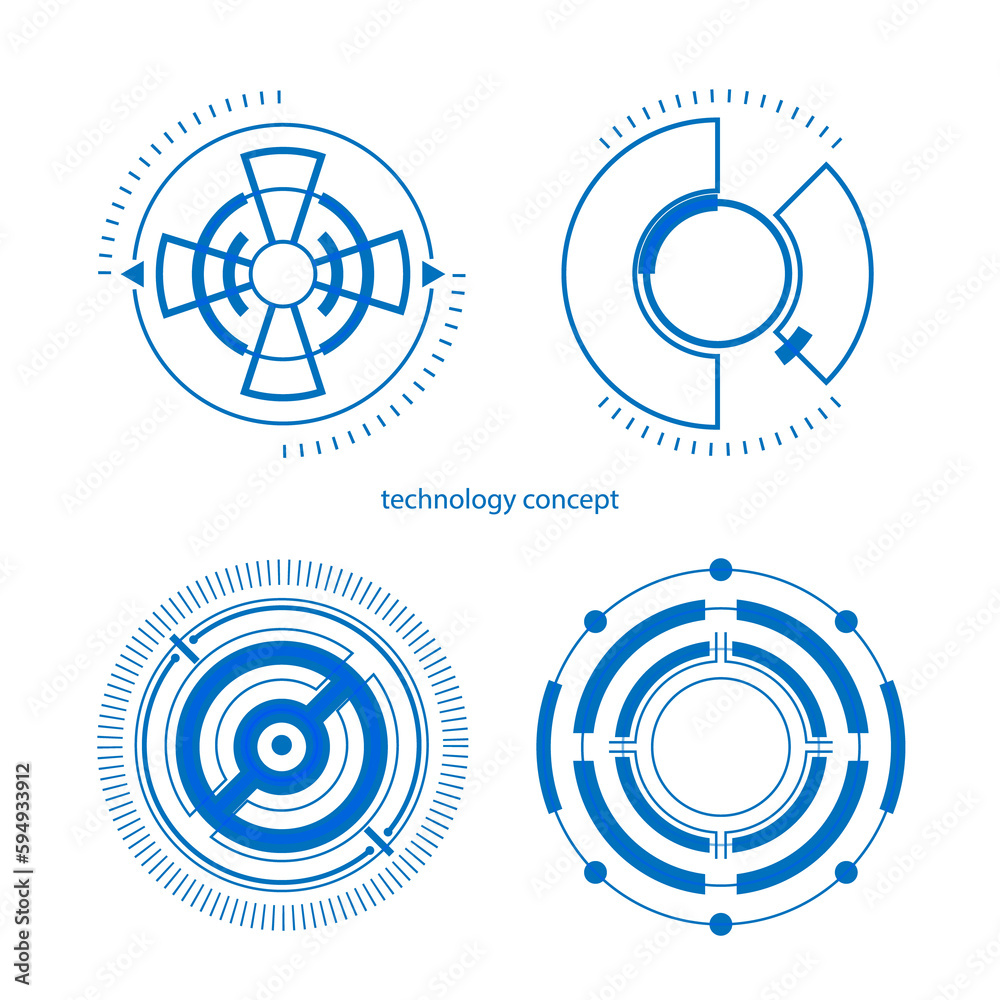 technology concept. HUD Circle User interface on blue background ...