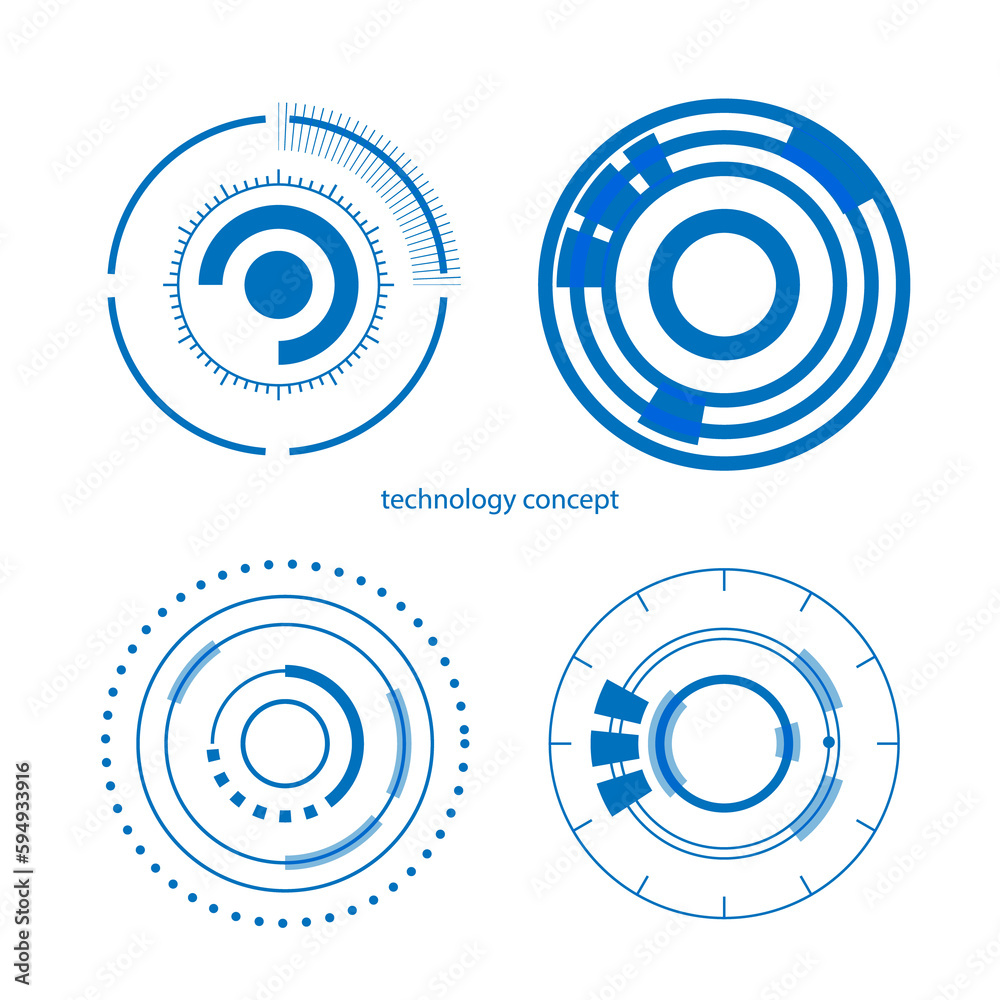 technology concept. HUD Circle User interface on blue background ...