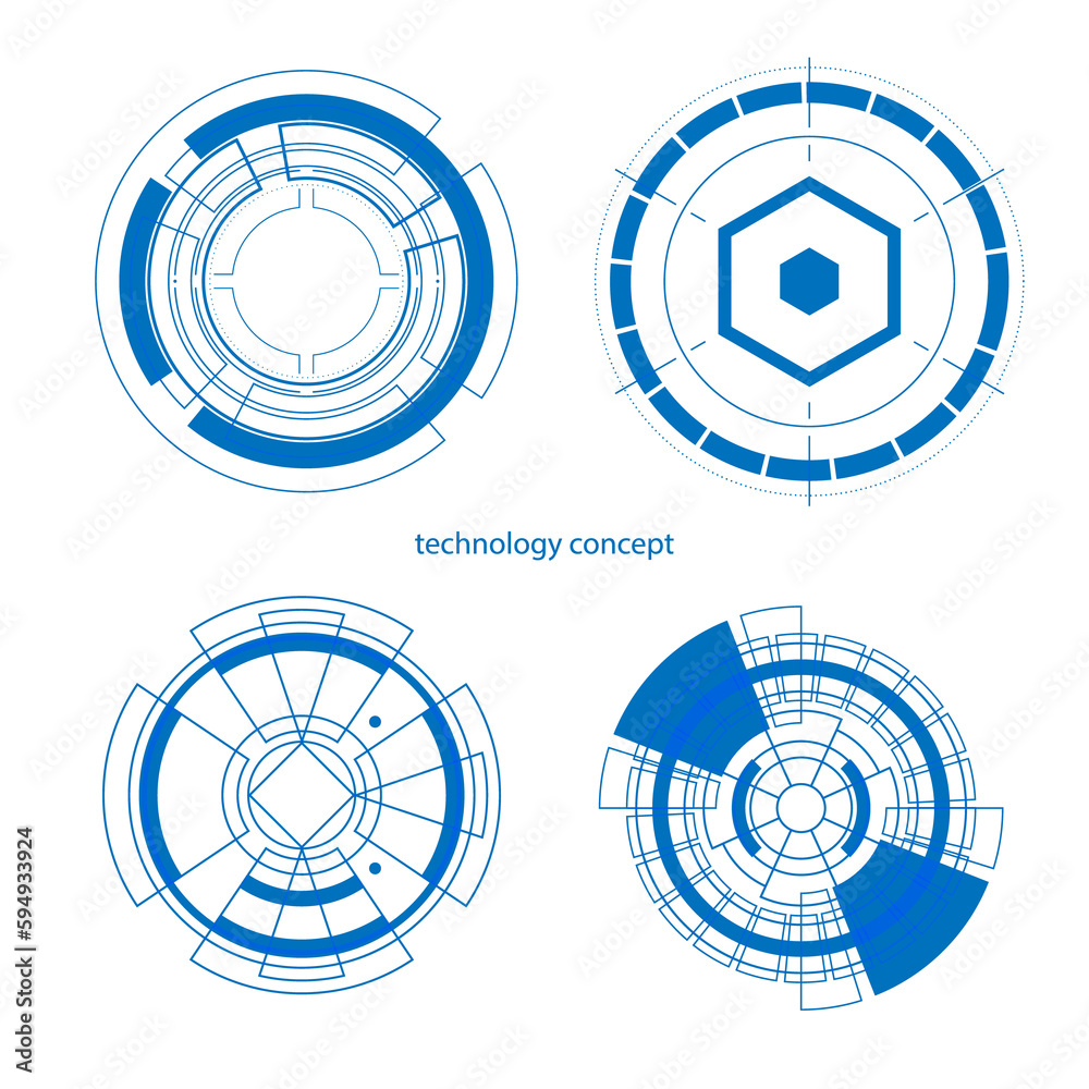 technology concept. HUD Circle User interface on blue background ...