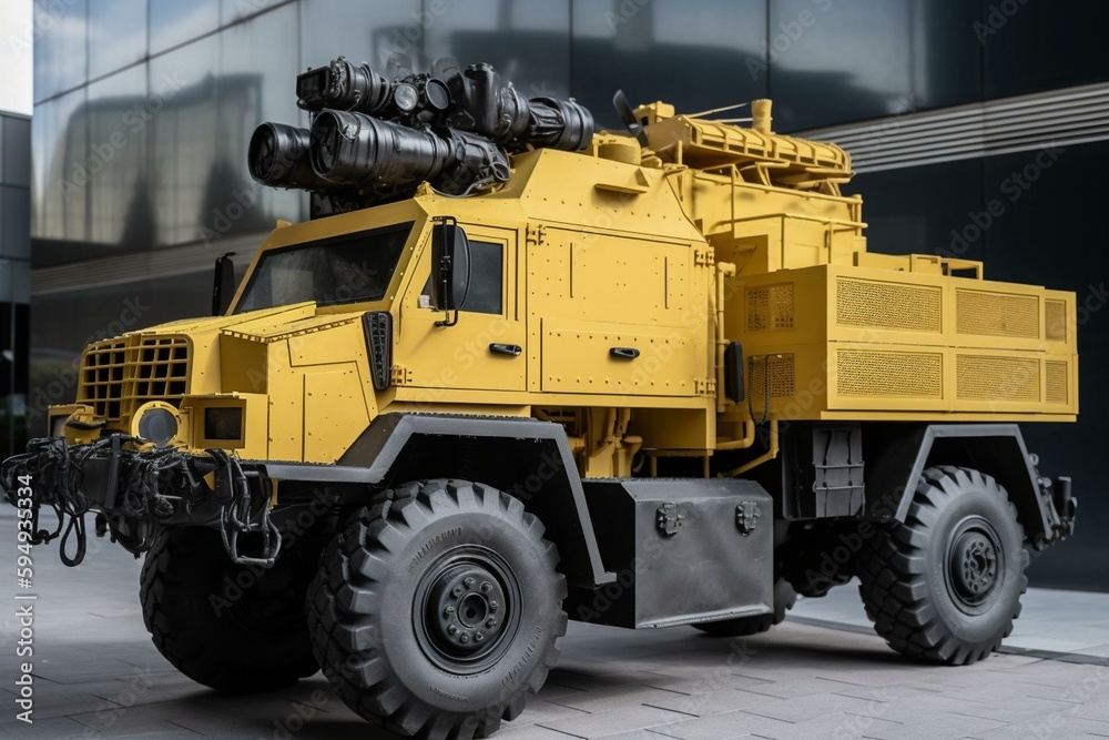 Black and Yellow Six-Wheeled Armored Truck with Rocket Launcher ...
