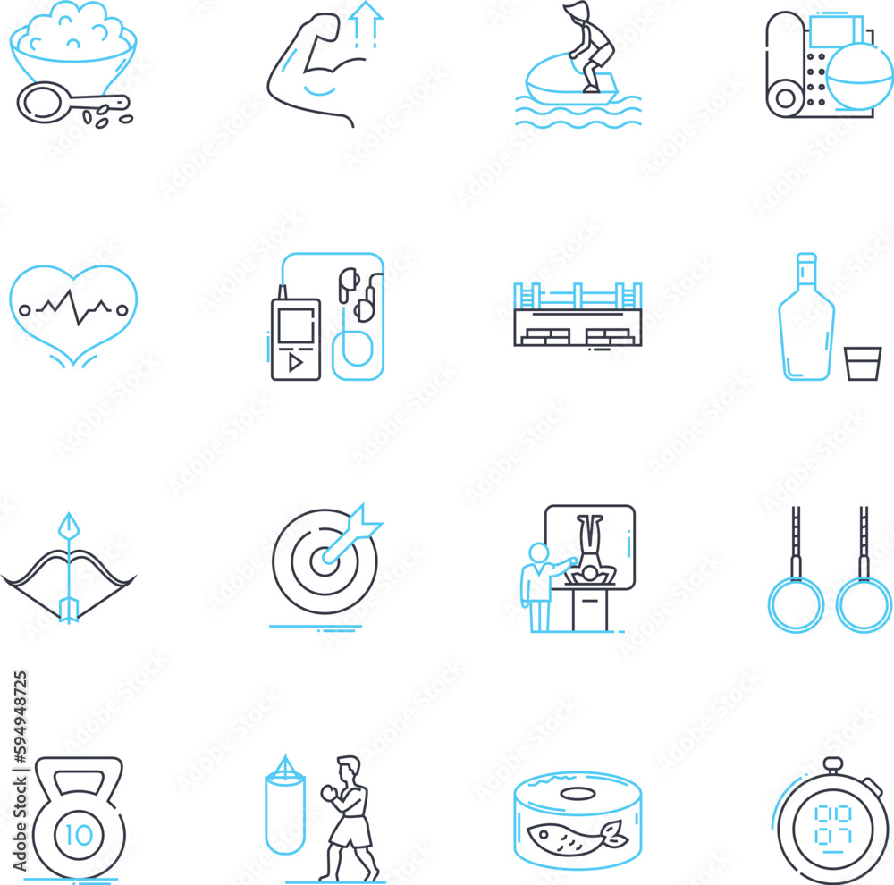 Food intake linear icons set. Nutrition, Diet, Metabolism, Portion ...