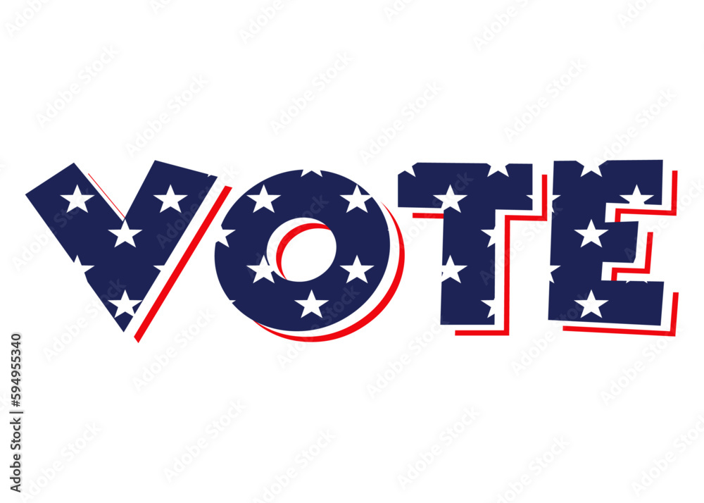 Letras palabra Vote en texto manuscrito con los colores de la bandera ...