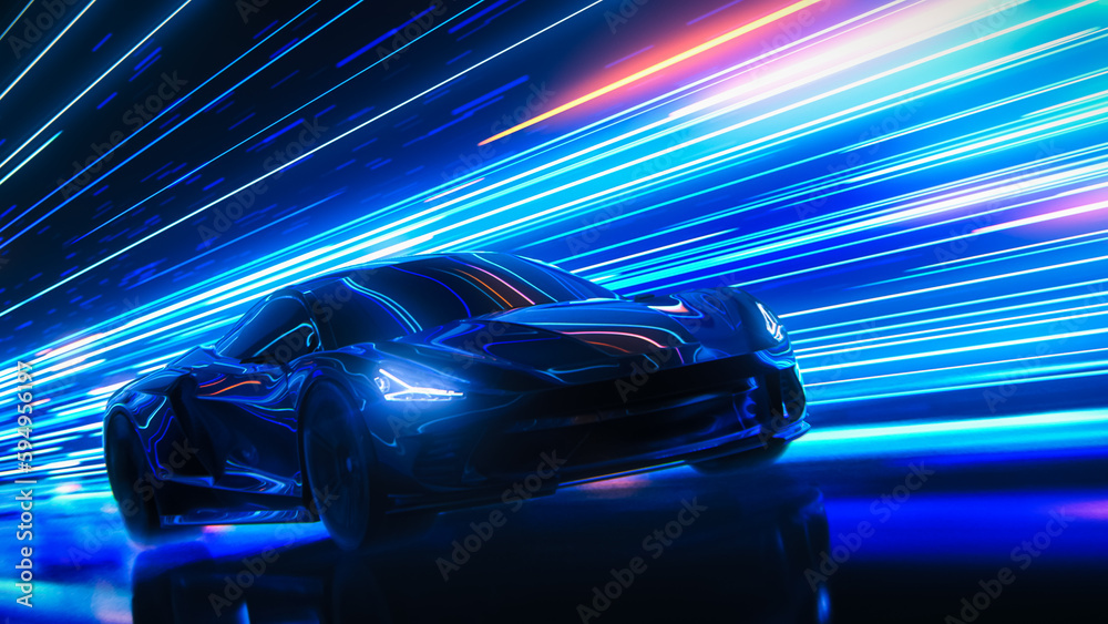 3D Car Model: Sports Car Driving at on a Road on High Speed, Racing ...