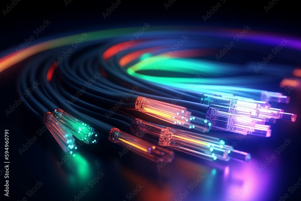 Connection of Optical fiber cable, technology background, 3d ...