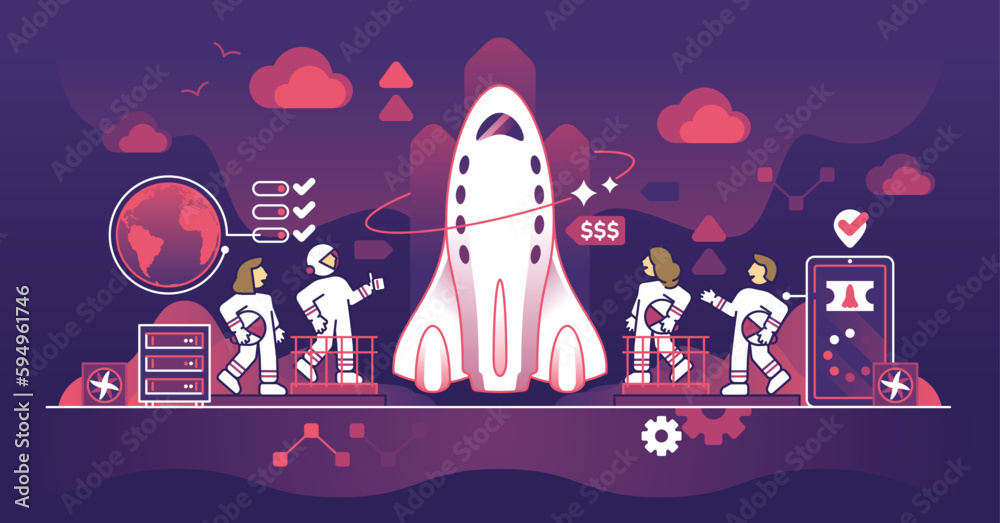 Space tourism and commercial space travel with passengers outline ...