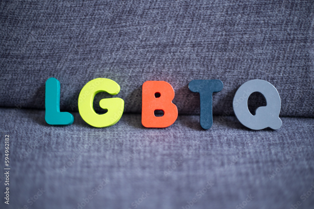 LGBT , LGBTQ lettering. Colorful wooden cubes or blocks spelling of ...