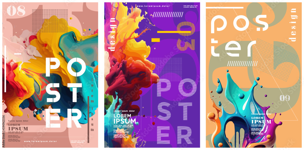 Abstract art design. Stiff, liquid, molten objects. Set of vector ...