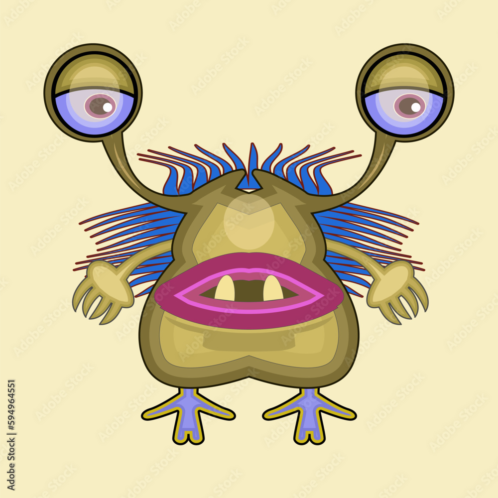 cartoon monster. Alien, character design, collection of cute character ...