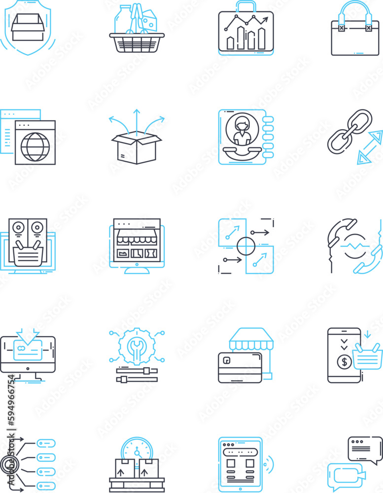 Digital sales linear icons set. E-commerce, Automation, Analytics ...